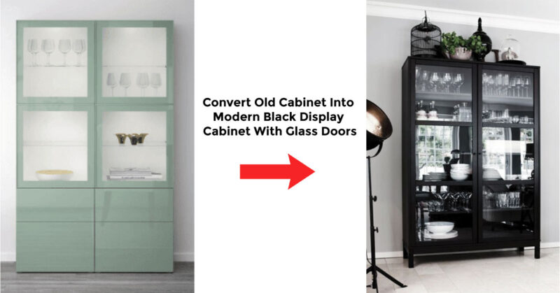 How to Convert Old Cabinet Into Modern Black Display Cabinet With Glass ...
